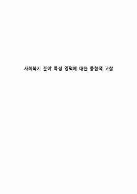 사회복지 분야 특정 영역에 대한 종합적 고찰-1페이지