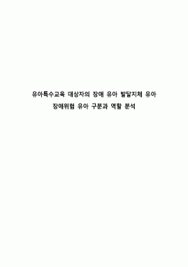 유아특수교육 대상자의 장애 유아 발달지체 유아 장애위험 유아 구분과 역할 분석-1페이지