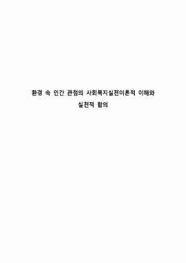 환경 속 인간 관점의 사회복지실천이론적 이해와 실천적 함의-1페이지