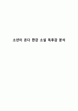 소년이 온다 한강 소설 독후감 분석-1페이지