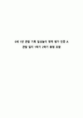 0세 1년 관찰 기록 일상놀이 영역 평가 인증 A 관찰 일지 1학기 2학기 총평 포함-1페이지