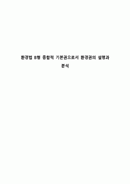 환경법 B형 종합적 기본권으로서 환경권의 설명과 분석-1페이지