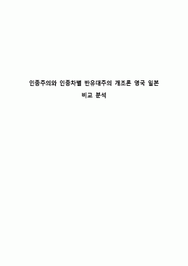 인종주의와 인종차별 반유대주의 개조론 영국 일본 비교 분석-1페이지