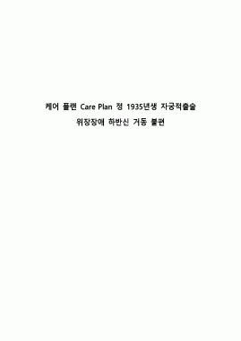 케어 플랜 Care Plan 정 1935년생 자궁적출술 위장장애 하반신 거동 불편-1페이지