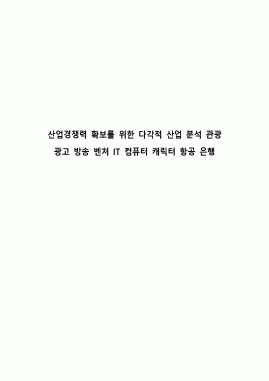 산업경쟁력 확보를 위한 다각적 산업 분석 관광 광고 방송 벤처 IT 컴퓨터 캐릭터 항공 은행-1페이지