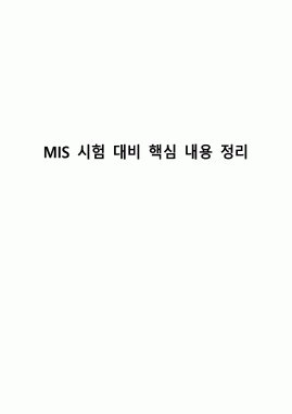 MIS 시험 대비 핵심 내용 정리-1페이지