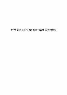 2주차 결과 보고서 B반 13조 이은영 2010341113-1페이지