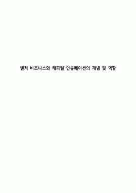 벤처 비즈니스와 캐피털 인큐베이션의 개념 및 역할-1페이지
