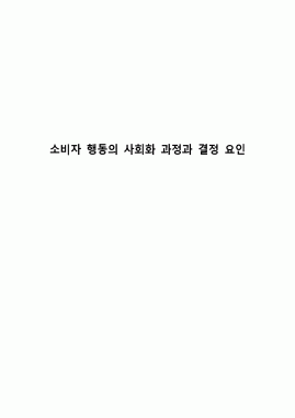 소비자 행동의 사회화 과정과 결정 요인-1페이지