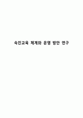 속진교육 체계와 운영 방안 연구-1페이지