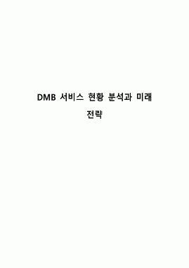 DMB 서비스 현황 분석과 미래 전략-1페이지