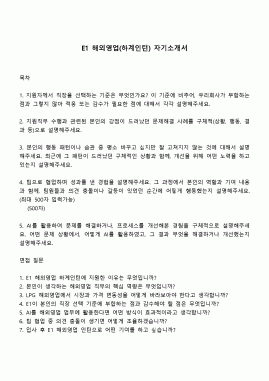 E1 해외영업(하계인턴) 자기소개서-1페이지