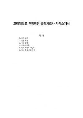 고려대학교 안암병원 물리치료사 자기소개서-1페이지