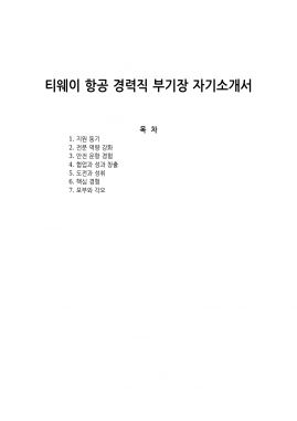티웨이 항공 경력직 부기장 자기소개서-1페이지