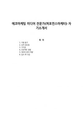 에코마케팅 미디어 전문가(퍼포먼스마케터) 자기소개서-1페이지