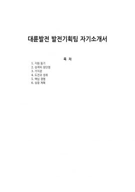 대륜발전 발전기획팀 자기소개서-1페이지