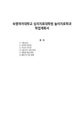 숙명여자대학교 심리치료대학원 놀이치료학과 학업계획서-1페이지