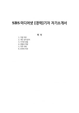 SBS미디어넷 [경력]기자 자기소개서-1페이지
