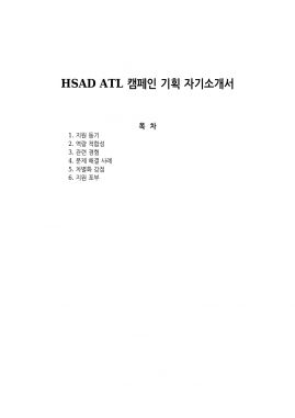 HSAD ATL 캠페인 기획 자기소개서-1페이지