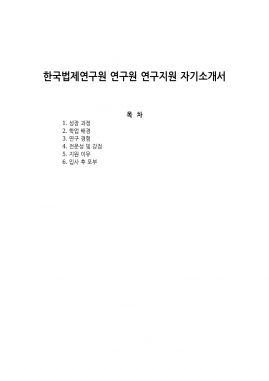한국법제연구원 연구원 연구지원 자기소개서-1페이지