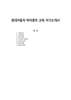 현대자동차 파이롯트 교육 자기소개서-1페이지