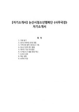 [자기소개서] 논산시청소년행복단 (사무국장) 자기소개서-1페이지