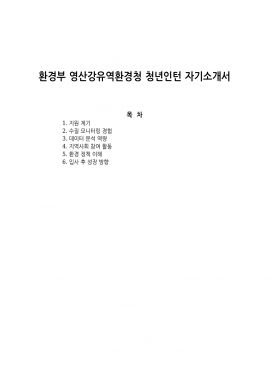 환경부 영산강유역환경청 청년인턴 자기소개서-1페이지