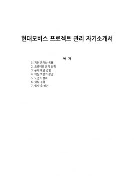 현대모비스 프로젝트 관리 자기소개서-1페이지