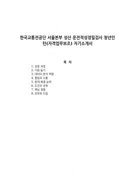 한국교통전공단 서울본부 성산 운전적성정밀검사 청년인턴(자격업무보조) 자기소개서-1페이지