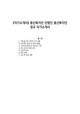 [자기소개서] 용산복지단 단법인 용산복지단 정규 자기소개서-1페이지