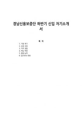 경남신용보증단 하반기 신입 자기소개서-1페이지