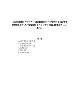 강동성심병원 한림대병원 강남성심병원 한림대병원자기소개서 한강성심병원 춘천성심병원 동탄성심병원 한림대성심병원 자기소개서-1페이지
