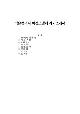 넥슨컴퍼니 배경모델러 자기소개서-1페이지