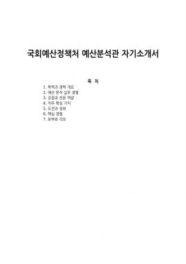 국회예산정책처 예산분석관 자기소개서-1페이지