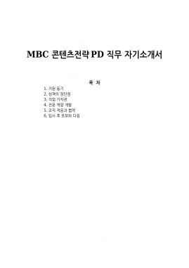 MBC 콘텐츠전략PD 직무 자기소개서-1페이지