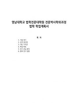 영남대학교 법학전문대학원 전문박사학위과정법학 학업계획서-1페이지