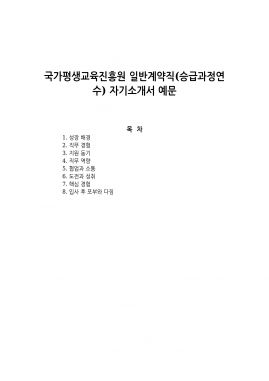 국가평생교육진흥원 일반계약직(승급과정연수) 자기소개서 예문-1페이지