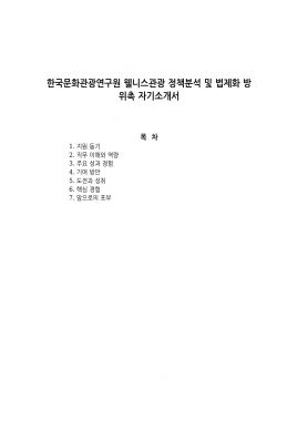 한국문화관광연구원 웰니스관광 정책분석 및 법제화 방 위촉 자기소개서-1페이지