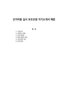 선거비용 실사 보조요원 자기소개서 예문-1페이지