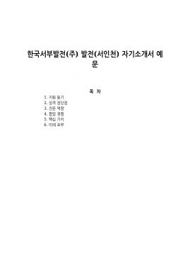 한국서부발전(주) 발전(서인천) 자기소개서 예문-1페이지