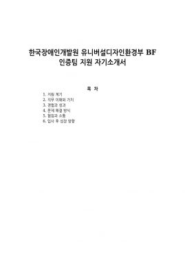 한국장애인개발원 유니버설디자인환경부 BF인증팀 지원 자기소개서-1페이지