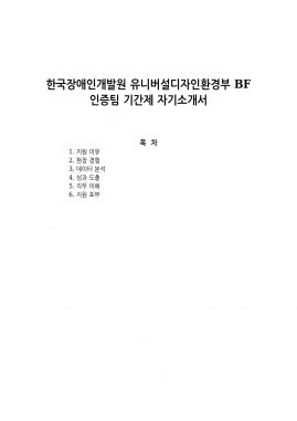 한국장애인개발원 유니버설디자인환경부 BF인증팀 기간제 자기소개서-1페이지