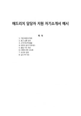 애드리치 담당자 지원 자기소개서 예시-1페이지