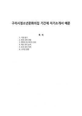 구리시청소년문화의집 기간제 자기소개서 예문-1페이지