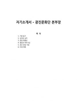 자기소개서 - 광진문화단 본부장-1페이지