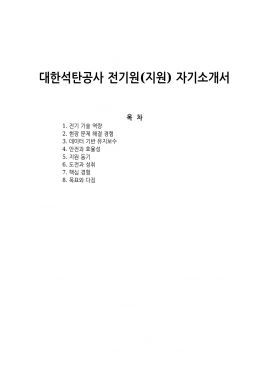 대한석탄공사 전기원(지원) 자기소개서-1페이지