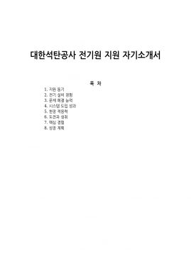 대한석탄공사 전기원 지원 자기소개서-1페이지