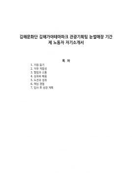 김해문화단 김해가야테마파크 관광기획팀 눈썰매장 기간제 노동자 자기소개서-1페이지