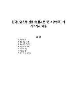 한국산업은행 전문(법률자문 및 소송업무) 자기소개서 예문-1페이지