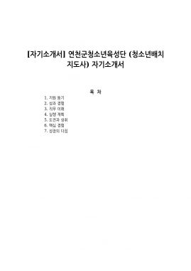 [자기소개서] 연천군청소년육성단 (청소년배치지도사) 자기소개서-1페이지
